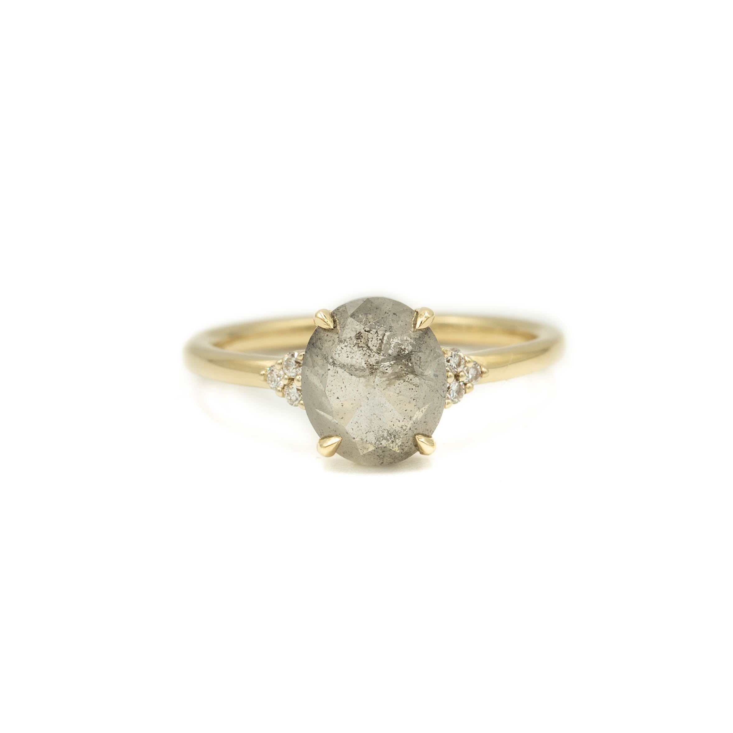 14ky 1.81ct Oval Salt & Pepper "Maya" Diamond Ring